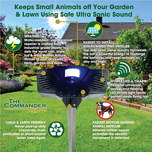 Pest Control Patrol- Solar Ultrasonic Outdoor Home Guard Electronic Cat ...
