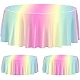 QUERICKY 3 Pack Pastel Rainbow Tablecloths for Round Table, 210x210cm ...