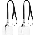 cobee Hard Plastic ID Card Badge Holder with Lanyards, 2 Set Heavy Duty Credit Card Protector ...