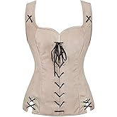 Jutrisujo Mittelalter Kleidung Damen Renaissance Kleid Weste Set Damen ...