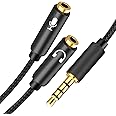 Headphone Mic Splitter 3.5mm Jack Audio Mic Braided Adapter Aux Male to ...