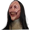 Scary Halloween Mask Creepy Grin Smiling Red Scar Face Demon Mask with ...