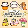 Animals Cute & Funny: Bold and Easy Coloring Book for Kids and Adults ...