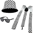 Bohue 3Pcs 80's Ska Two Tone Fancy Dress Accessory Chequered Braces ...