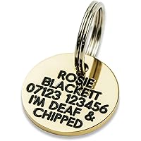 Deeply Engraved Solid Brass 27mm Circular Dog tag : Amazon.co.uk: Pet ...