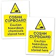 SAFESIGN (2 Pack) COSHH Cupboard Adhesive PVC Sign Stickers - 200mm x ...