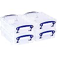 Really Useful Plastic Storage Box 0.75 Litre Clear (Pack of 4) : Amazon ...