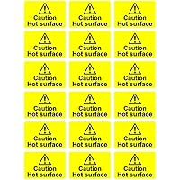 Caution hot water safety sign - Self adhesive stickers Pack of 18 66mm ...