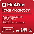 McAfee Total Protection 2024, 1 Device | Antivirus, VPN, Password ...