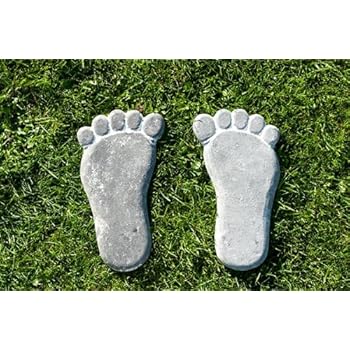 2 x Concrete Decorative Foot Stepping Stone Left & Right Feet Stones ...