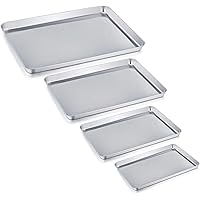 Baking Tray Set of 4, Stainless Steel Baking Sheet Pan Professional ...