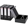 GUOKOFF Black Box Files A4, 4 Pack Foldable Box File with Document Clip ...
