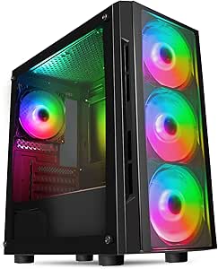 CiT Flash ARGB PC Gaming Case, Micro-ATX, 4 x 120mm ARGB Rainbow Fans ...