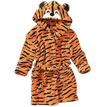 Animal Crazy Childs Boys Girls Tiger Bath Robe Dressing Gown Supersoft ...