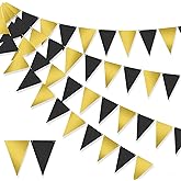 20m 52pcs Metallic Black Gold Bunting ADQUATOR, 16×21cm Polyester ...