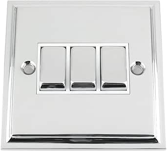 Triple Light Switch 3 Gang 2 Way 10A - Polished Chrome Victorian ...