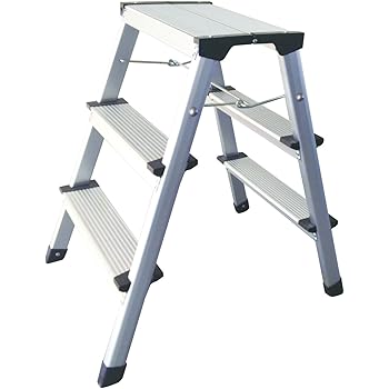 1PLUS Aluminium Tritt / Leiter Trittleiter Klapptritt 2 x 3 Stufen bis ...
