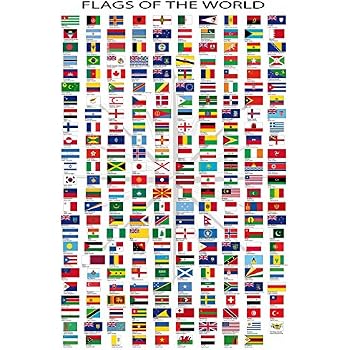 Bandiere del Mondo - Nomi di Paesi E Capitali, in Inglese Poster Stampa ...