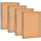 4 Pack A5 Sketchbook, Spiral Cover Blank Page Sketch Book Sketch Pad, Kraft Cover Sketch Drawing ...