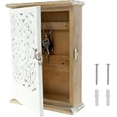 NIHUIFDPY Key Cabinet Wall Mounted, Wood Key Box with 6 Key Hooks ...