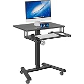 ERGOMAKER 65 x 45cm Mobile Standing Desk with 4 Rolling Castors, Small Standing Desk on Wheel ...