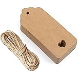 Koogel 120 Pcs Gift Paper Tags, Luggage Tags Labels Brown Heart Gift ...