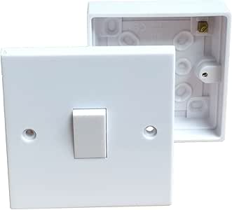 Single Wall Switch & Back Box Pattress. 1 Gang 2 Way Switched ...