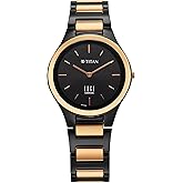 Titan Edge Ceramic Dress with Diamonds Quartz Analog Black Dial Ceramic ...