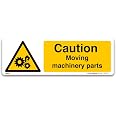 Pack of 2 Caution Moving machinery parts, 200x66mm, Self-adhesive Vinyl ...
