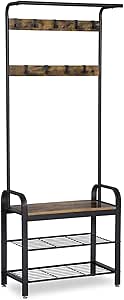 VASAGLE cloakroom stand, cloakroom, clothes rack with 9 removable hooks ...
