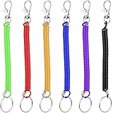 kuou 8 PCS Stretchy Spiral Keyring with Color D Metal Carabiner Clip ...