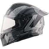 Vega Sonic Solid ISI Certified Gloss Finish Full Face Helmet for Men with Clear Visor and ...