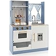 Maxmass Kids Play Kitchen, Wooden Children Kitchen with Double Stove ...