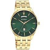 Titan Classique Suave Quartz Green Dial Golden Stainless Steel Mesh ...