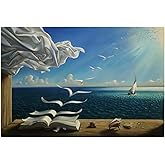 Salvador Dali The Waves Book Sailboat Painting on Canvas Posters and ...