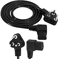 FEDUS 1.8 Meter 90 Degree L Shape 3 Pin Computer Power Cord for Desktops PC and Printers/Monitor ...