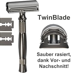 Rasierhobel/Nassrasierer mit Edelstahl-Griff TwinBlade - der ...