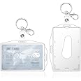 2 Pcs ID Card Holders with Keyring, Hard Clear Badge Holder, for ID ...