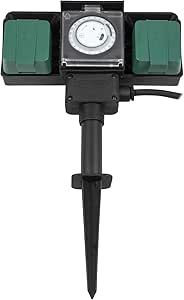 Woodside 2 Way Outdoor Waterproof Garden Sockets with 5M Cable/24 HR ...