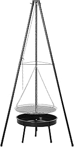 Outdoor Fire Pit Tripod Cooking Tripod with Hanging Grill and Tripod ...