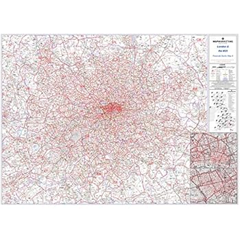 London and the M25 Postcode Sector Map 8 - Laminated Wall Map: Amazon.co.uk: Office Products