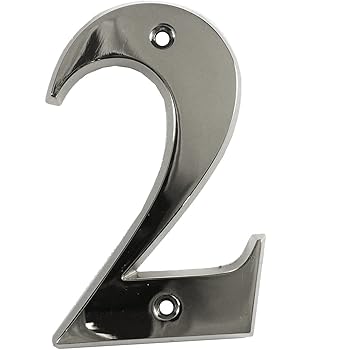 House Door Numerals Numbers - Number 2 - in Polished Chrome - Silver ...