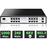 VIMIN 16 Port Gigabit PoE Switch with 2 Uplink Gigabit Ports, 18 Port Unmanaged Ethernet PoE ...