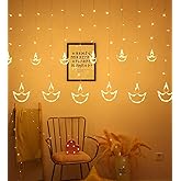 Desidiya Warm White Diya/Diwali Light Curtain, Led String Copper Lights with Pack of 12 Hanging ...