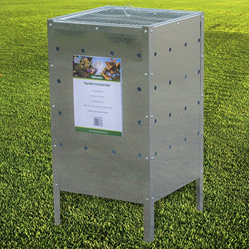 Woodside 120L Square Garden Galvanised Incinerator Fire Bin Rubbish Pit ...