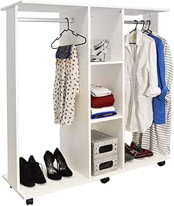 MOBILE - Double Open Wardrobe / Clothes Hanging Rail - White: Amazon.co ...