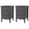 Yaheetech 2er Set Nachtschrank Kommode Boxspringbett Nachttisch Nachtkommode Schrank, 3 ...