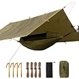 FREE SOLDIER Tactical Camping Hiking Hammock with Tarp Kit Multipurpose ...