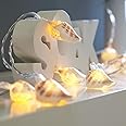 Festive Lights - 1.5m Battery Powered Real Sea Shell Fairy Lights – 10 ...
