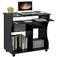 Yaheetech Movable Computer Desk with Sliding Keyboard Tray and Shelves ...